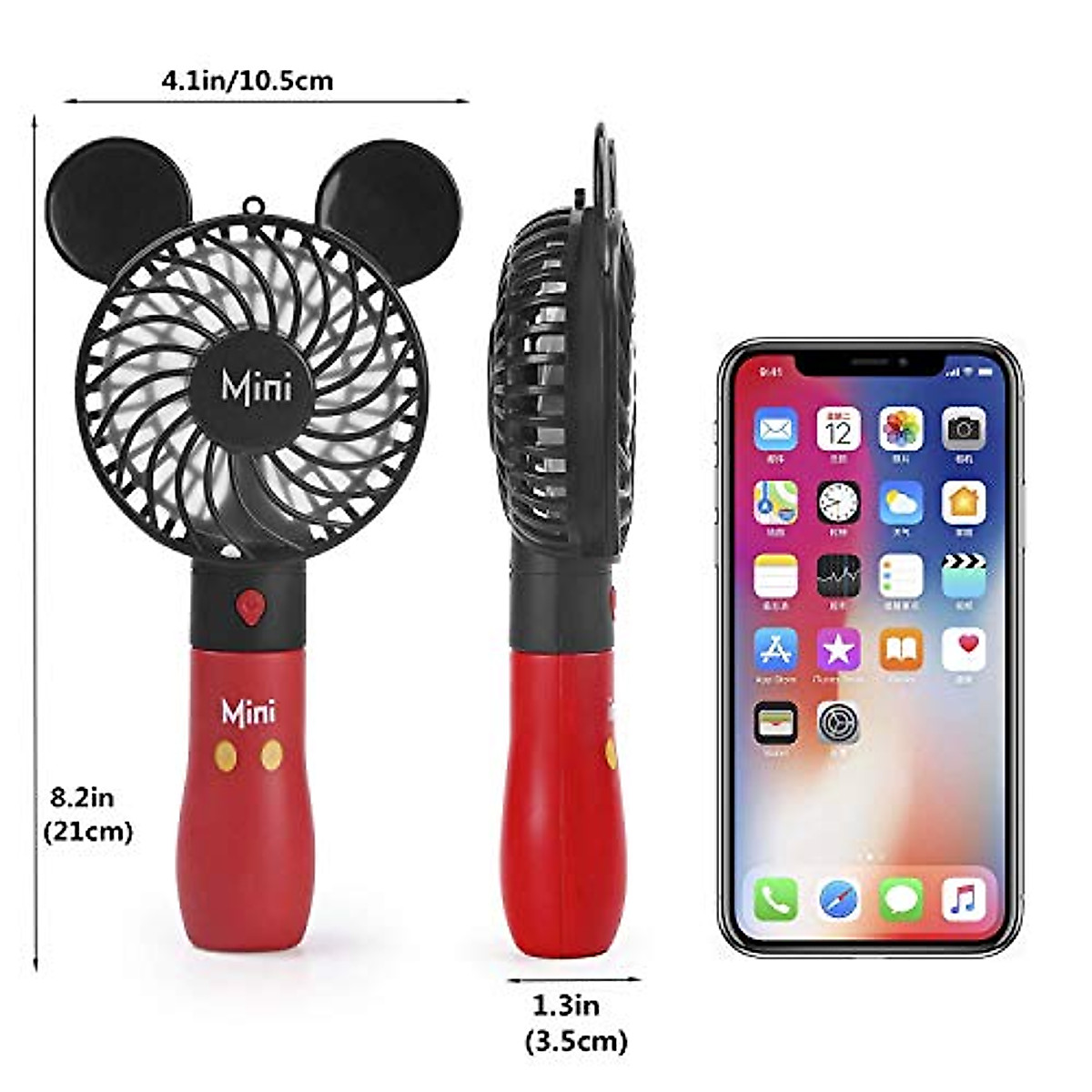 Orapink Hand Held Fan,Cartoon fan Portable Hand held USB Rechargeable Fans with 3 Adjustment Speeds,Battery Operated Electric Powered Mini Fan, Desk Desktop Fans for Home Office Travel