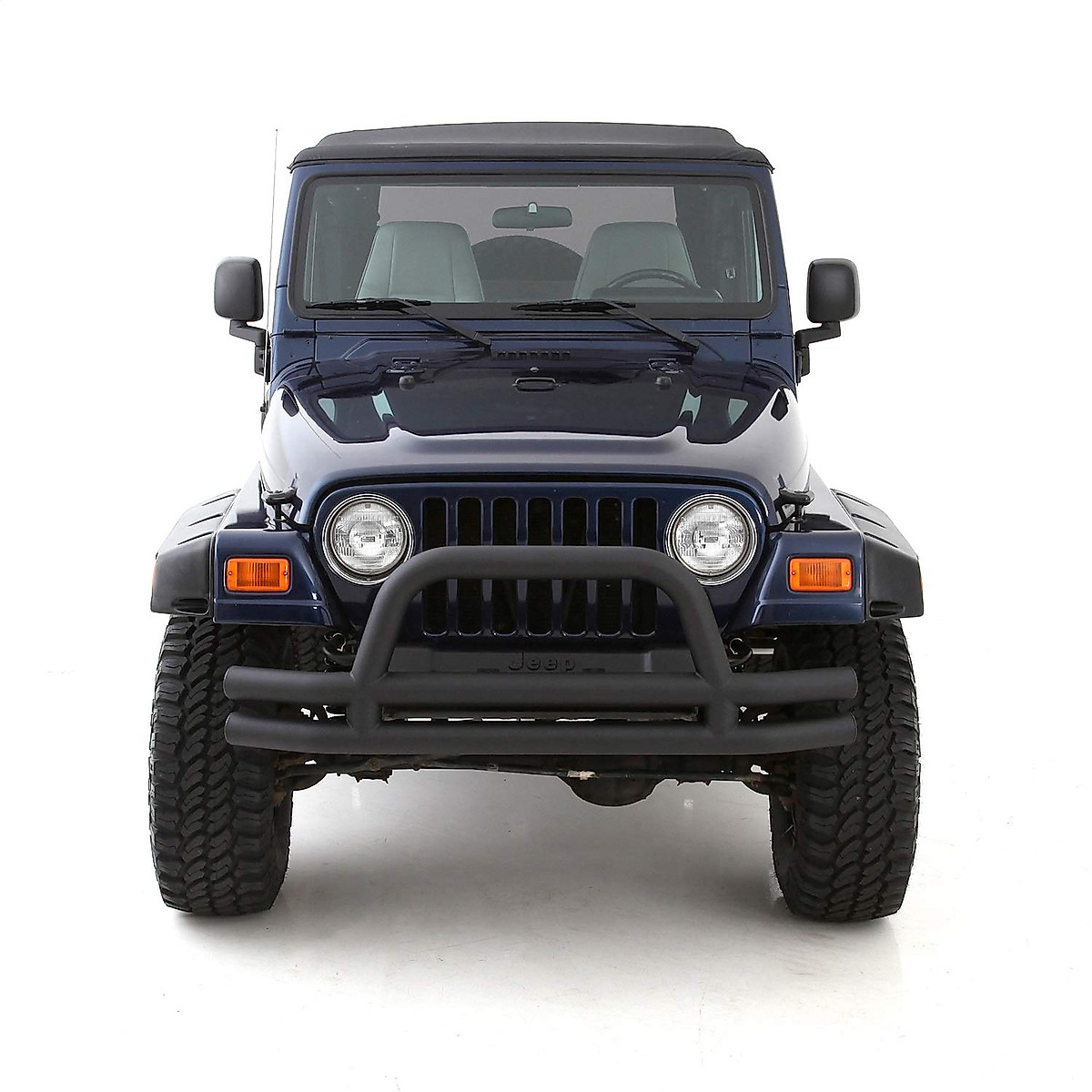 Smittybilt 3 Front Double Tube Bumper with Hoop (Black) - JB48-FT"