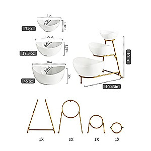 YHOSSEUN 3 Tier Serving Stand Oval Serving Bowl with Metal Rack, Tied Serving Tray Food Display Dessert Appetizer, Serving Bowl Fruit Chip Dip Bowl Set for Parties, Gold