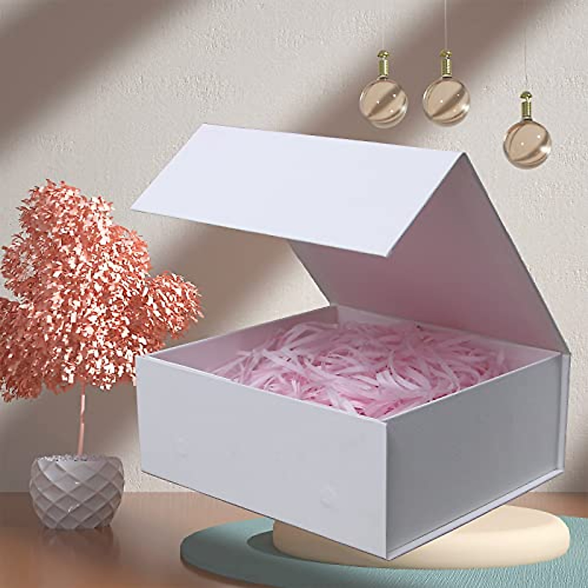 Rsgift Gift Box 7.8x7x3.1 Inches,White Gift Box with Lid,Collapsible Groomsmen Proposal Box with Magnetic,Gift Boxes for Presents,Wedding,Christmas,Birthdays