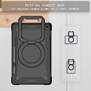 zukof Case for Amazon Fire Max 11 inch Tablet (13th Generation, 2023 Release) Hybrid Shockproof 360 Rotating Multi-Functional Ring Stand Case with Shoulder Straps (Black/Black)