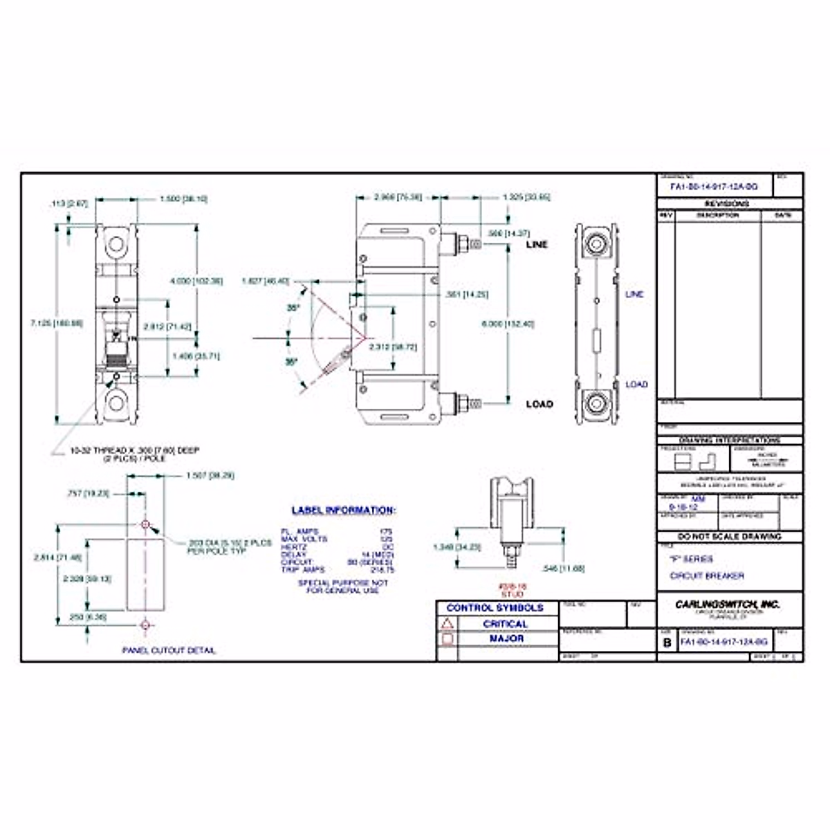 Midnite Solar MNEDC250 Panel Mount Breaker - 250 Amp