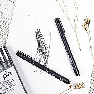 Uni Pin Drawing Pens/6 Assorted Tip Sizes, Uni Pin Technical Fineliner Pens, Pack of 6 Assorted Tip Sizes, Black Ink