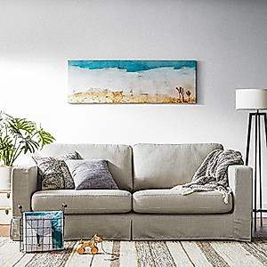 Amazon Brand – Stone & Beam Deco Metal Frame Living Room Standing Floor Lamp With Light Bulb and White Shade - 18 x 18 x 59.5 Inches, Black