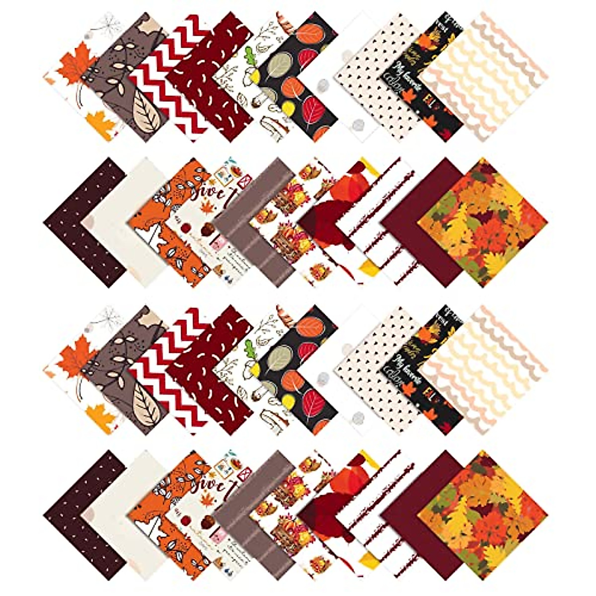 Soimoi Autumn Fall Theme Print Precut 5-inch Cotton Fabric Quilting Squares Charm Pack DIY Patchwork Sewing Craft- Multicolor