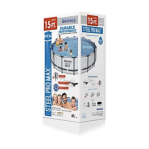 Bestway: Steel Pro MAX 15' X 42" Above Ground Pool Set - 3955 Gallon, Outdoor Family Pool, Corrosion & Puncture Resistant, Includes Filter, Pump, Ladder & Cover