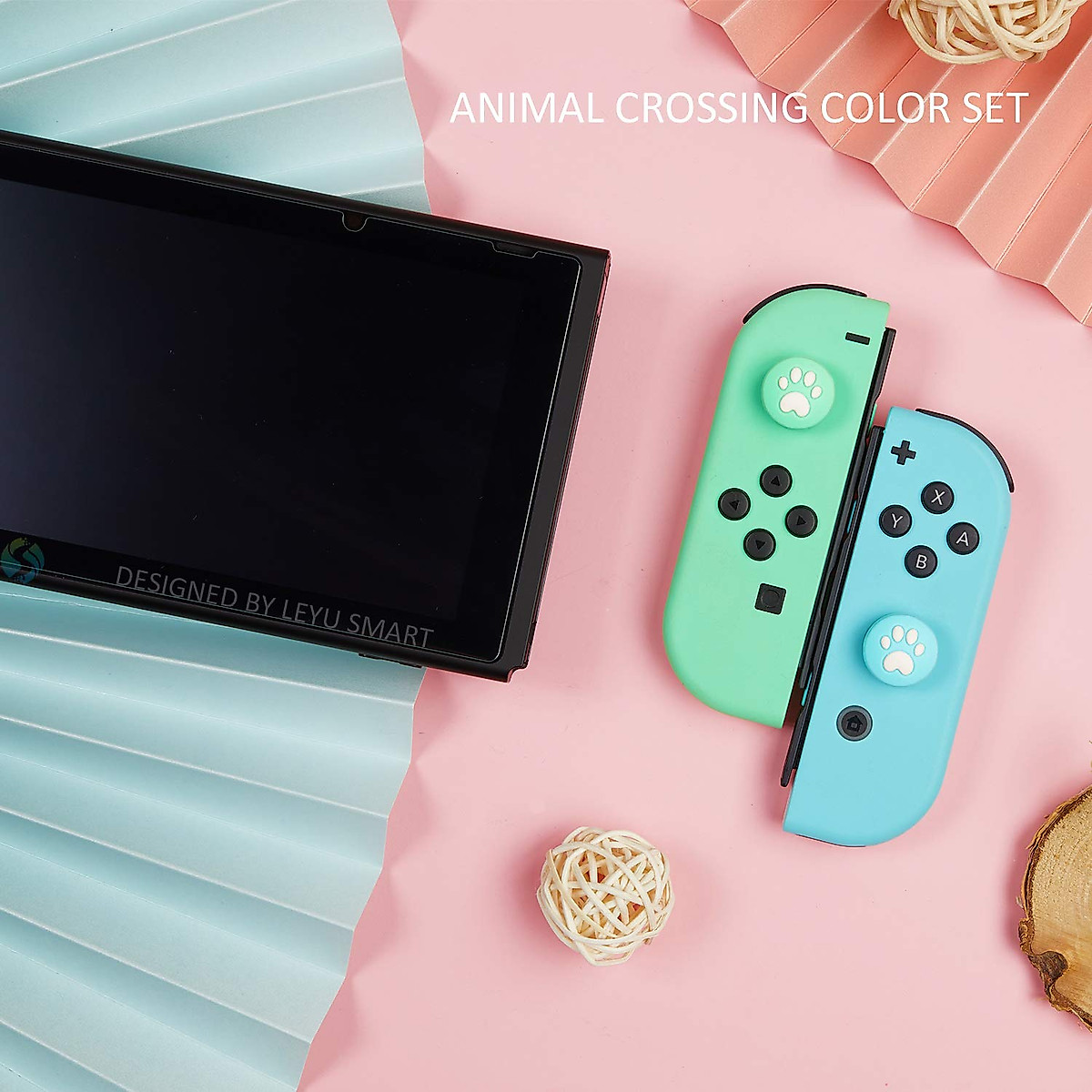 LeyuSmart Cat Paw Thumb Grip Caps for Nintendo Switch/OLED/Switch Lite, Joystick Cap Soft Silicone Cover for Joy-Con Stick,4Pcs (Animal Crossing)