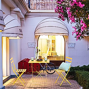 SUMETURE 3Pcs Patio Bistro Set, Folding Outdoor Patio Furniture Sets,1 Folding Patio Table and 2 Chairs Indoor and Outdoor for Patio, Yard, Garden(Yellow)