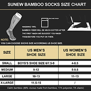 Sunew Crew Dress Socks, Bamboo Men Casual Wicking Cushioned Long Hiking Athletic Mid Calf Socks for Indoor Outdoor Workout Running Basketball Hiking 3 Pack White M