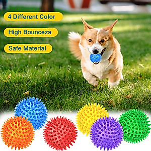 Beieverluck 12 Pack 2.5 Inch Squeaky Dog Toy Balls Spikey Dog Balls Large Dog Chew Toys for Medium Large and Small Dogs for Aggressive Chewers, 6 Colors