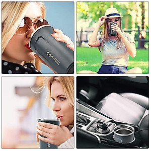 12 oz Stainless Steel Vacuum Insulated Tumbler - Coffee Travel Mug Spill Proof with Lid - Thermos Cup for Keep Hot/Ice Coffee,Tea and Beer (Tibetan blue)