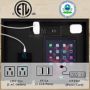 YAHARBO Nightstand with Charging Station and USB Ports, 3-Tier End Side Table with Storage Drawer and Shelf, Bedside Night Stand for Bedroom- Black