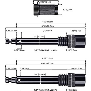 WHSSFINE Trailer Lock Kit Keyed Alike Tongue and Hitch Pin Lock with 5/8 and 1/2 Inch Pins Fit Class I II III IV V Receiver to Secure Trailer for Towing and Storage (4 Pack)