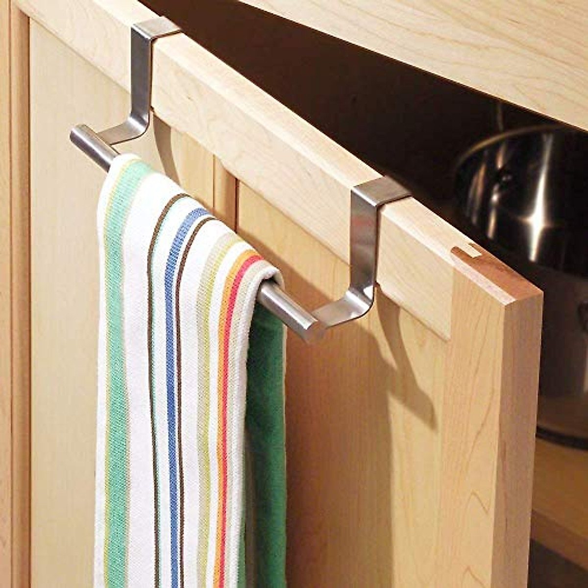 Booluee Stainless Steel Over The Cabinet Door Towel Bar Towel Holder Rack for Kitchen Bathroom Cabinet Cupboard Doors (Small)