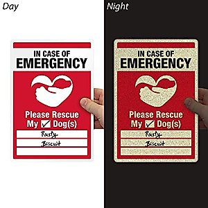 SmartSign “In Case of Emergency Please Rescue My Dogs" Pet Rescue Decal Set | Two 2.75" x 4" & One 3.75" x 5.5" Engineer Grade Reflective Adhesive Labels