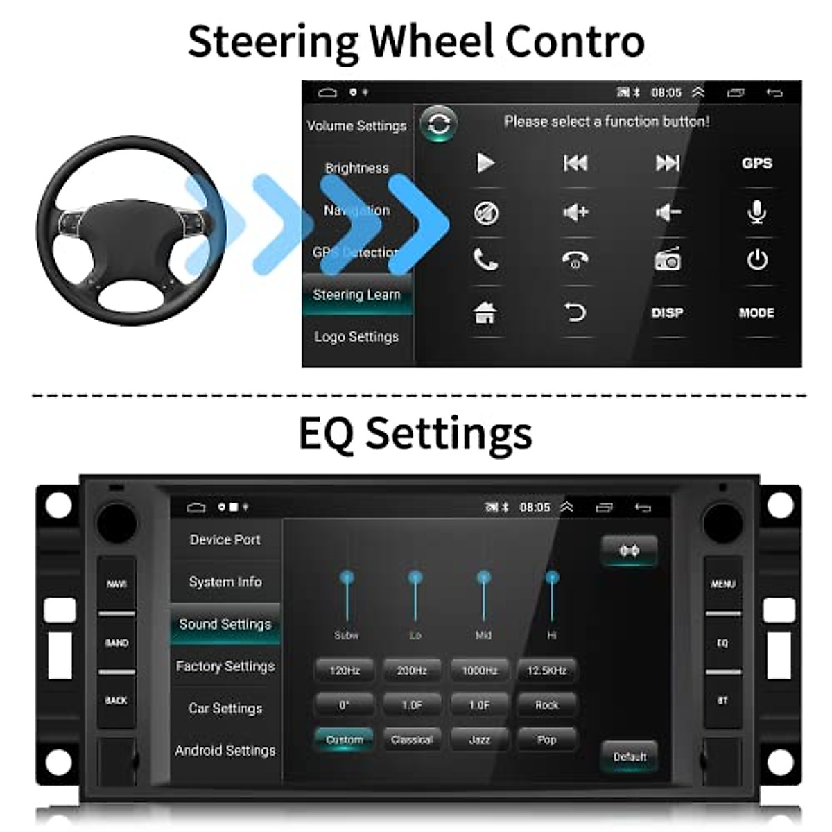Android Car Stereo for Jeep Wrangler Stereo Chrysler Dodge with Wireless Apple Carplay Bluetooth 7 Inch Touch Screen Jeep Car Radio with WiFi GPS Navigation Mirror Link FM Radio + Backup Camera