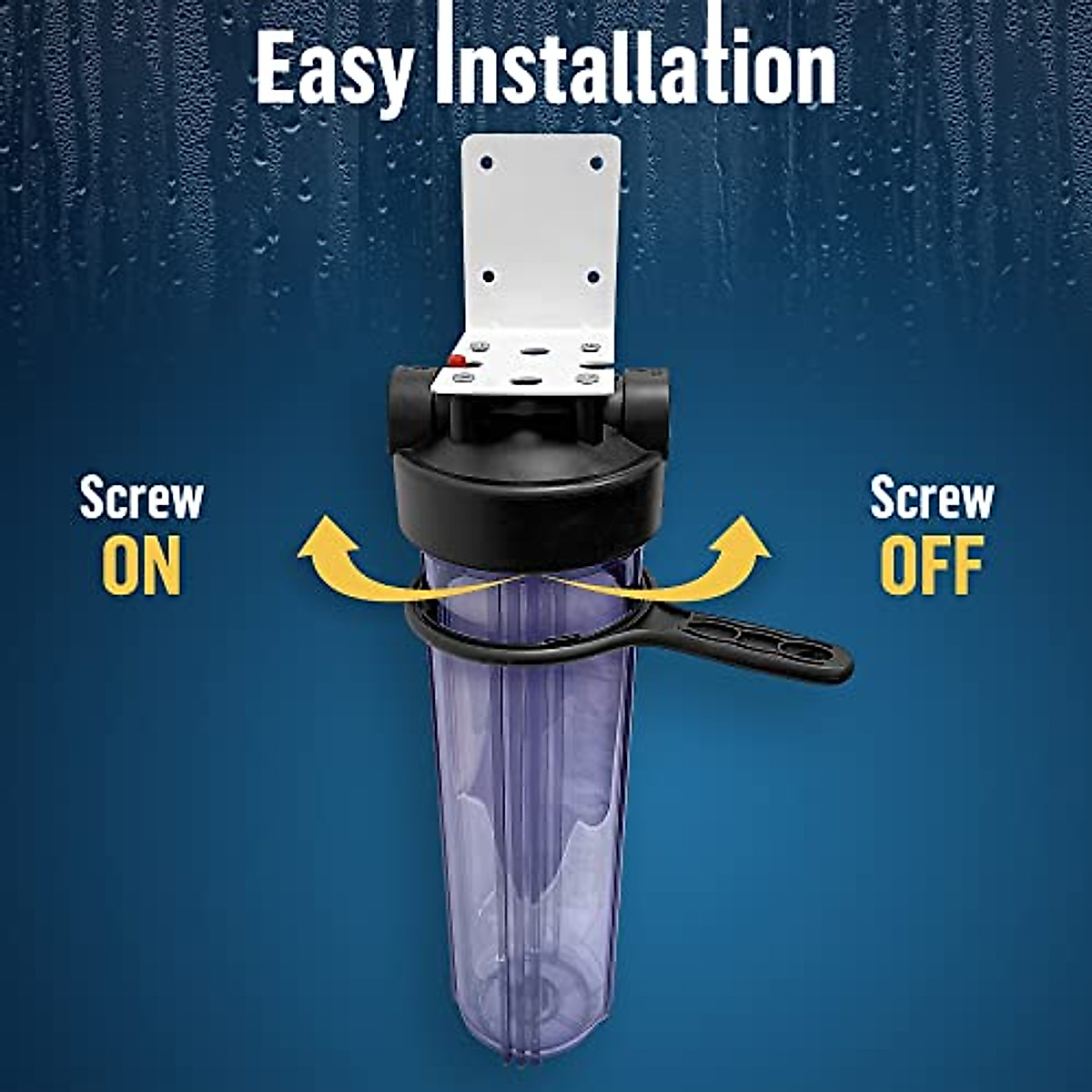 High Capacity 20 x 4.5” Whole House Filter Purifier System for Well or City Water, Presser Relief Button, 1” NPT Brass Port, Double O-Ring, Meets NSF Standards & Regulations (Transparent, 1 Set)