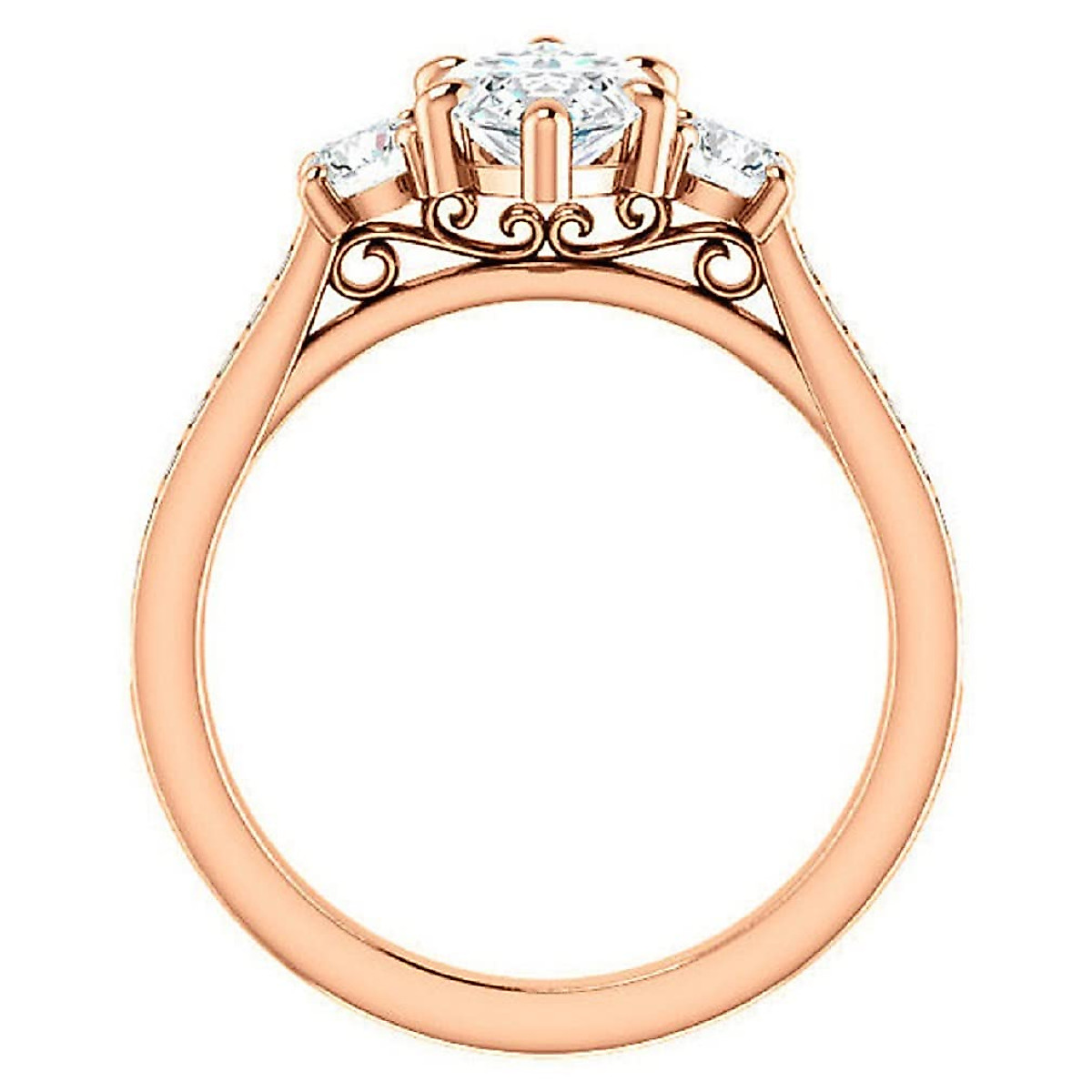 925 Silver, 10K/14K/18K Solid Gold Handmade Engagement Ring, 3 CT Marquise Cut Moissanite Solitaire Ring, Wedding Ring for Women/Her Anniversary Propose Gifts, VVS1 Colorless (925 Silver (Rose Gold Plated))