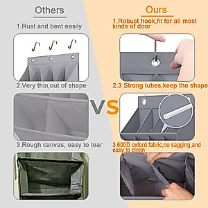 QINGUANG Over the Door Shoe Organizer for Closet, 1 Pack Hanging Shoe Rack, Oxford Fabric Shoe Storage Organizer, Shoe Holder Behind the Door with 11 Pockets,6 Hooks Each, Grey