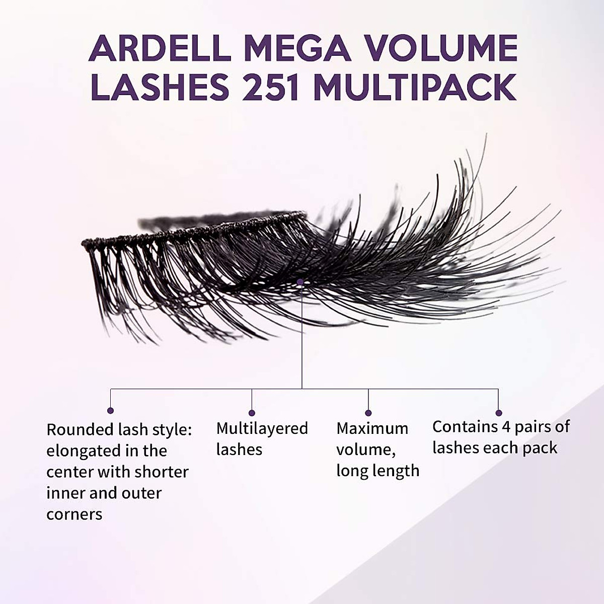 Ardell False Eyelashes Mega Volume 251, 1 pack (4 pairs per pack)