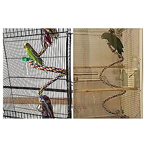 Bird Rope for Parrots,2 PCS Bird Perch Stand,Bungee Bird Toys Bird Cage Accessories for Bird Swinging, Climbing,Standing(3PCS)