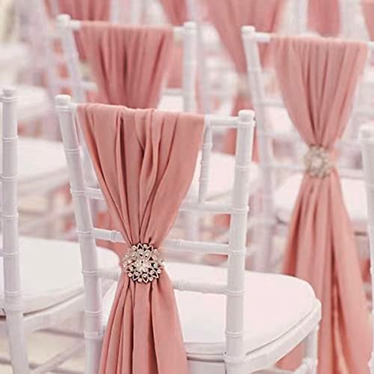 Rose Pink 59’’ Solid Color Sheer Chiffon Fabric by The Yards for Wedding Party Backdrop Continuous