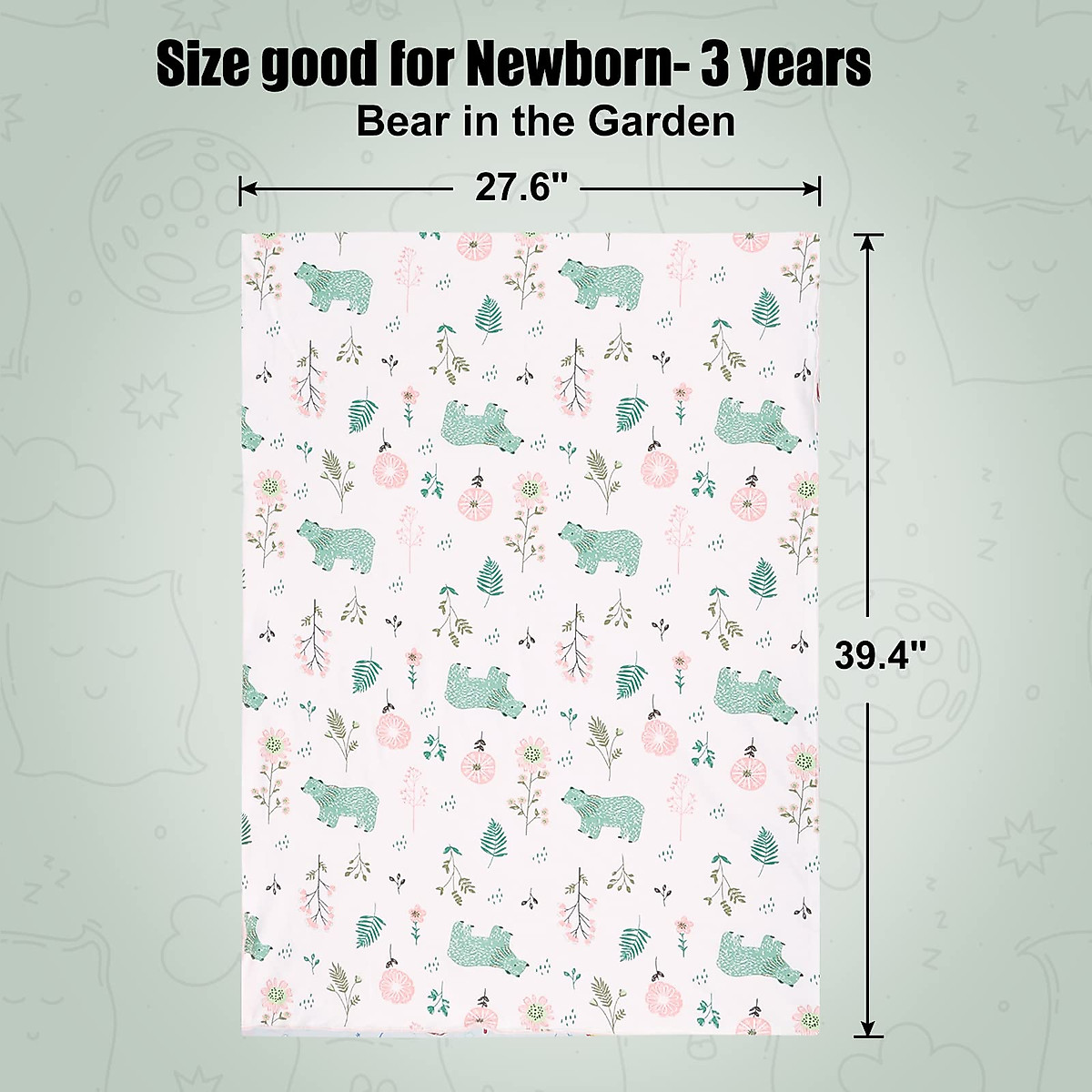 Porune Baby Blanket for Boys and Girls 28”X40” inches. Double Layer Minky dots and Minky Print,Ultra Soft with Flower Print Pattern Blanket Good for Toddler and Baby Newborn.