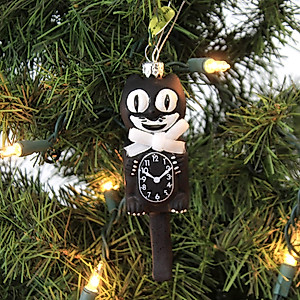 Holiday Ornament Retro Cat Clock, 4.75", Glass, Retro Kitschy 1950 Mmc Felix, Decorative Hanging Ornaments, Go6416bk
