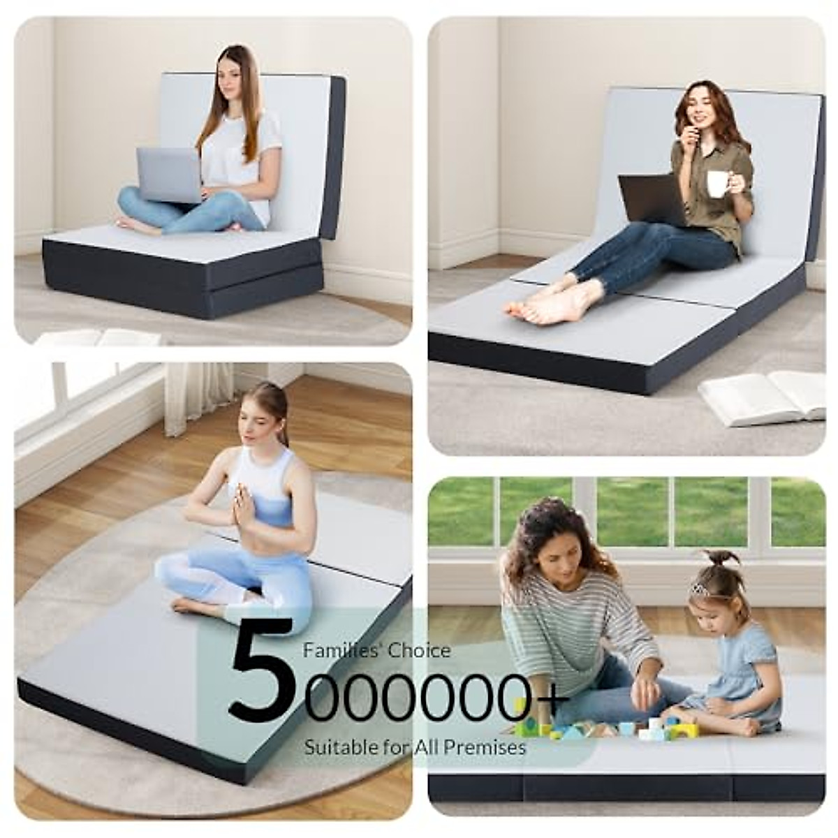 Airdown Tri-Fold Memory Foam Mattress, 5 inch Twin Folding Mattress with Washable Cover, Foldable Mattress Portable for RV Camping, Guest Mat, Easy Storage, 75"×38"×5"