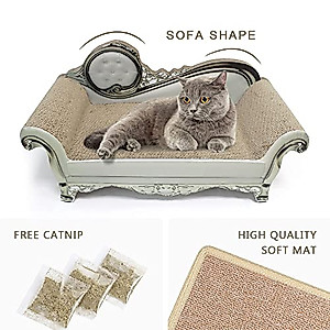SONGWAY Cat Scratcher Sofa Bed - Corrugated Cardboard Scratching Lounge Luxury Scratching Post Furniture Protecter with Textured Cat Scratcher Mat