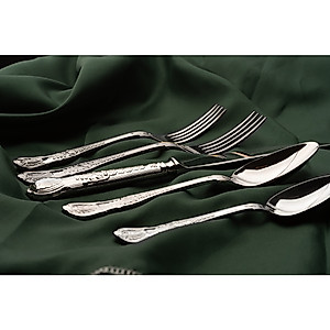 OTW PAVILION 40 Piece Flatware Set For 8, 18 10 Stainless Steel Silverware Set, Classic imperial design, Knife/Fork/Spoon & Long Teaspoon/Salad Fork Mirror-Polished Dishwasher Safe vintage Cutlery