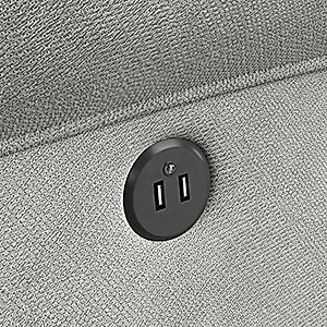 Storkcraft Serenity Upholstered Swivel Glider with USB Charging Port (Steel) – Fully Upholstered Wingback Nursery Glider Recliner with Manual Recline Function, 2 USB Charging Ports, 360 Swivel Base