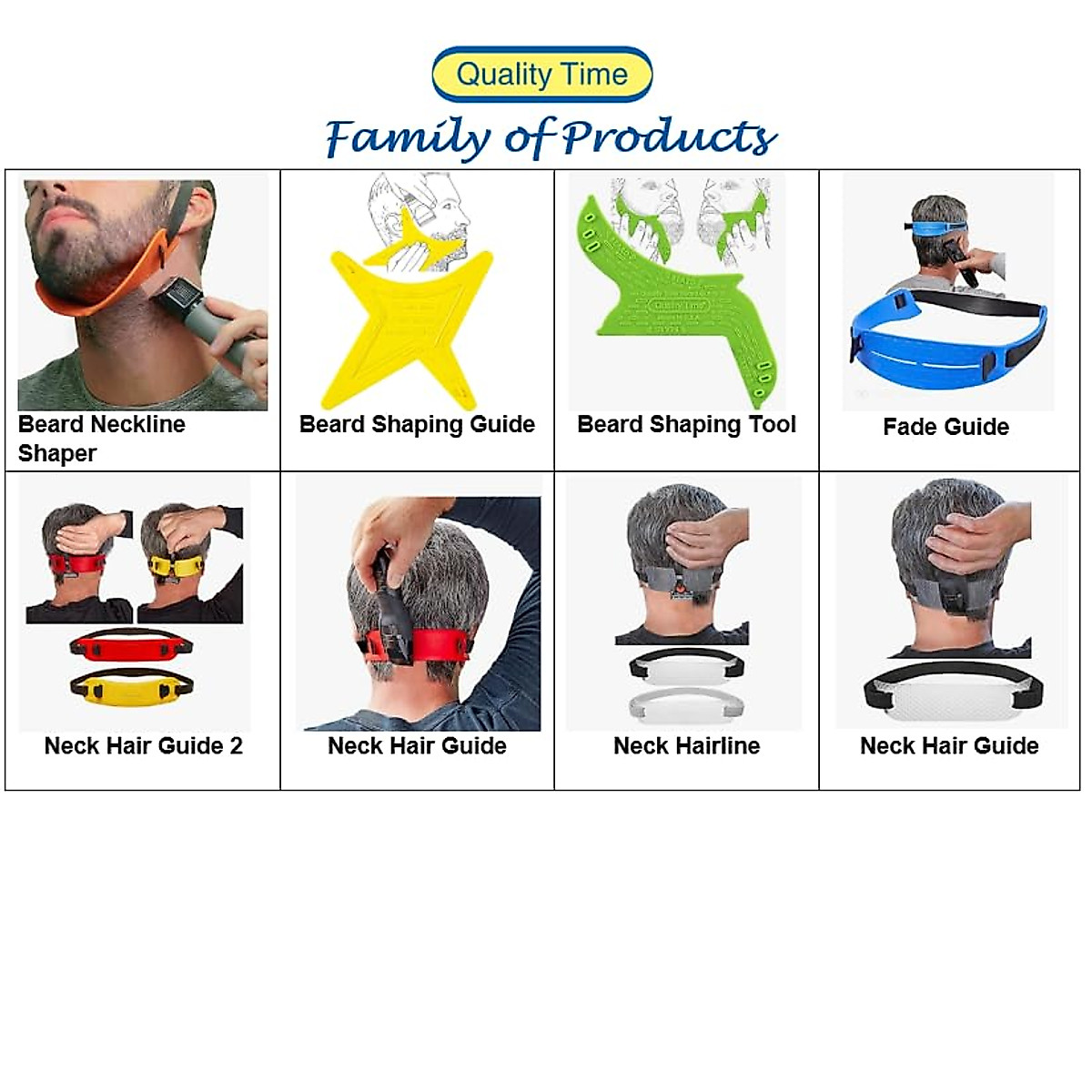 Quality Time Neck Hair Guide - A Neckline Template for Shaving and Keeping a Clean and Straight Neck Hairline: A Stencil for Neckline Haircuts, Do-it-yourself, Made in USA