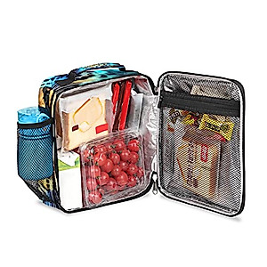 Insulated Lunch Bag, Galaxy Space Animal Leopard Lunch Box Wide Opened Tote Reusable Lunch Container Organizer Thermal Cooler Bag with Shoulder Strap for School Office Picnic Hiking Beach Fishing