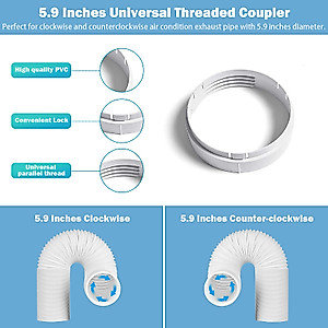 Portable Air Conditioner Window Kit, with Adjustable Window Seal for AC Unit, AC Window Vent Kit, Sliding Window Air Conditioner Kit for Doors Windows and 5.9 inch Diameter Exhaust Hose