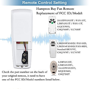 Hampton Bay Hunter Ceiling Fan Remote Control Replacement for FanHD HD5 UC7078T RR7079T L3H2010FANHD L3H2014FANHD,3-Speed with Light Dimmer,with Wall Mount