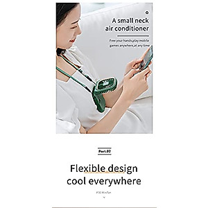New 2021 Upgrade Handheld Fan Small Personal Fan with 3 Speeds Neck Rechargeable Portable Fan Powerful Mini USB Outdoor Fan Quiet Small Desk Fan Free Angle Good for Travel Home Office School - Green