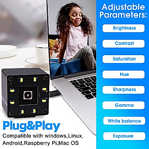 ELP 16mp Day Night USB Camera Auto Focus Webcam for Computer Mini UVC USB2.0 PC Camera IMX298 USB Security Camera 4K Lightburn Camera Industrial CCTV Laser Engraver Web Camera for Laptop Raspberry Pi