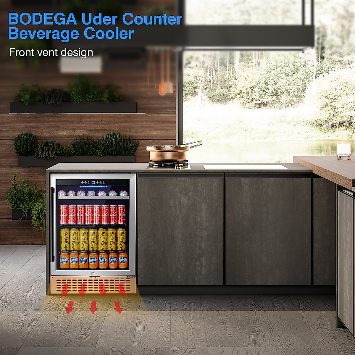 BODEGA Beverage Refrigerator 24 Inch, Under Counter Beverage Refrigerator, Built-in and Freestanding Beverage Cooler 180 Cans, Stainless Steel Under Counter Beer Fridge Perfect for Beer, Soda, Water