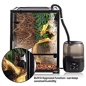 WACOOL Reptile Fogger with Humidity Controller, 4L Large Tank Reptile Humidifier with Humidistat & Extended Hose, Automatic Terrarium Fogger for Beared Dragon Lizard Gecko Snake Tortoise