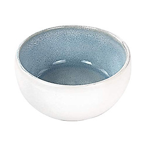 Elama Round Stoneware Mocha Collection Contemporary Dinnerware Dish Set, 16 Piece, Blue and White