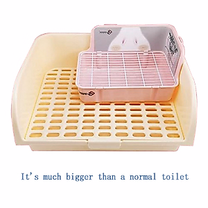 Hamiledyi Large Rabbit Litter Box Corner Bedding Box Chinchilla Toilet Trainer Square Potty Pet Pan for Adult Guinea Pig, Galesaur.Ferret and Other Animals (White)
