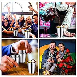 100 Pcs 2 oz Stainless Steel Shot Glasses Metal Cups Small Unbreakable Shot Glass for Espresso Whiskey Bar Home Restaurant Camping Barware Gift (Black)