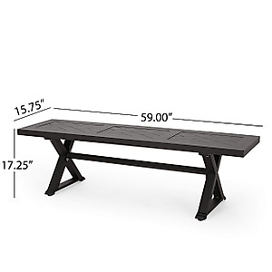 GDFStudio Great Deal Furniture Outdoor Aluminum Bench, Antique Black