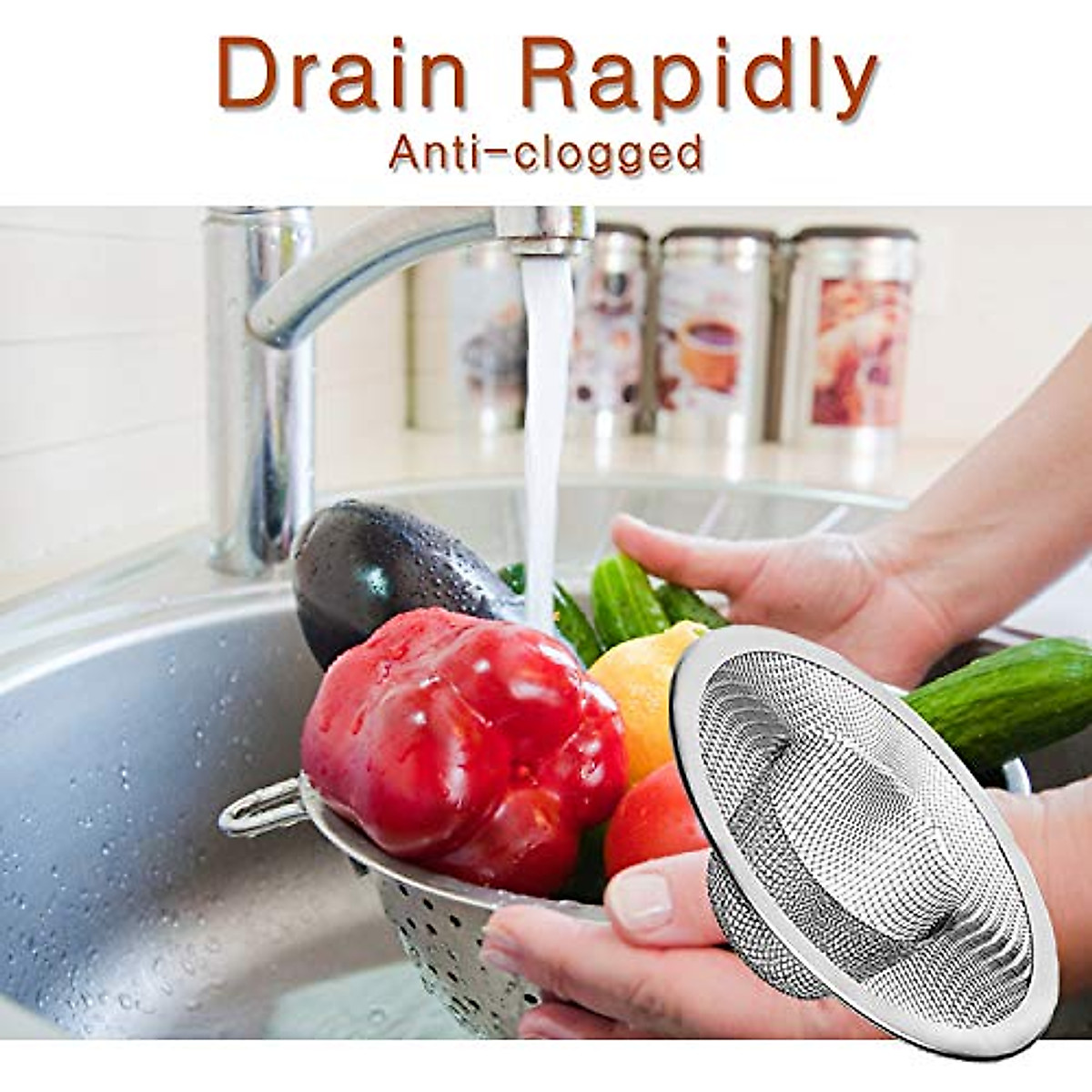 4pcs Heavy Duty Stainless Steel Slop Basket Filter Trap, 2.75" Top / 1" Mesh Metal Sink Strainer,Perfect for Kitchen Sink/Bathroom Bathtub Wash Basin Floor Drain Balcony Drain Hole,Utility