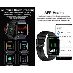 Smart Watch 2022(Make Answer Call Voice Control), 1.7 in Curved Screen Health Smartwatch with Call Text SOS Heart Rate Blood Pressure SpO2 Sleep Monitor Pedometer for Women Men for Android Phones