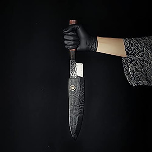 Chef Knife 8-Inch Handmade Forged Pro Japanese Sharp AUS10 High Carbon 3-layer Steel Kitchen Meat Vegetable Sushi Gyuto Cutting Cleaver Kitchen Chef Knife[Gift Box &Wooden Sheath]–Wooden Handle