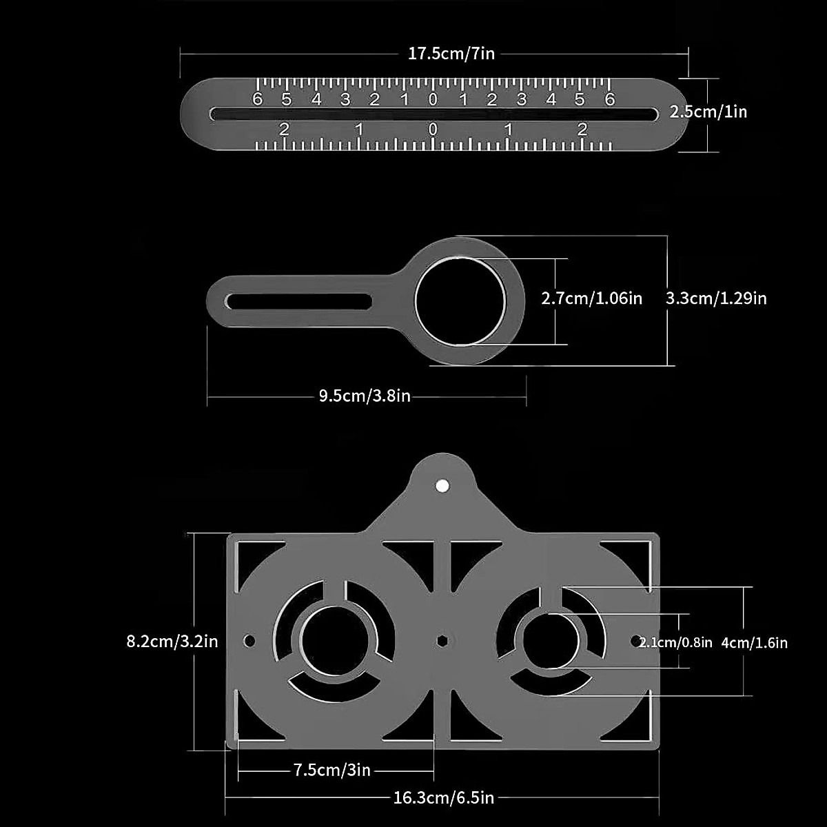 Multi Angle Aluminum Alloy Measuring Ruler, 16-Sided Angle Measurement Tool with Hole Punch Locator, Aluminum Alloy Multi-Function Angle Ruler (16-Sided)