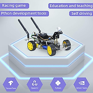 XiaoR Geek AI Racing Robot Powered by Jetson Nano Donkey Car with Deep Learning Slef Driving and Vision Line Following (with Jetson Nano+Assembled)