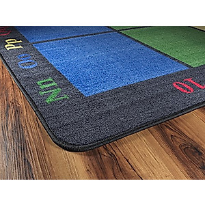 Flagship Carpets Learning Grid Colorful Numbers and Letters Kids Seating Area Rug for Classroom, Play Area Mat, Home Learning or Kids Room Carpet, 5'10" x 8'4", Seats 24